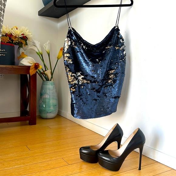 Mango | Tops | Elegant Indigo Top | Poshmark